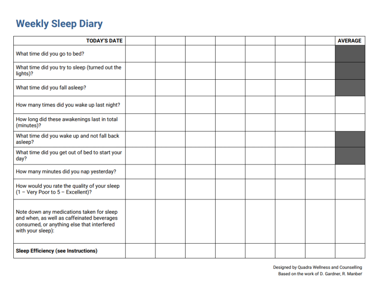 How to Use a Sleep Diary for Improving Sleep - Quadra Wellness and ...
